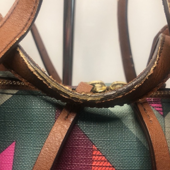Fossil | Bags | Fossil Multi Colored Printed Handbag With Handles Long ...